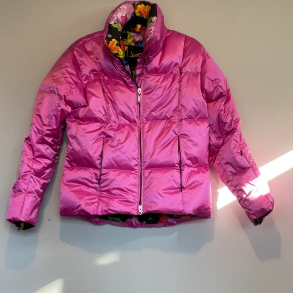 Skea | Jackets & Coats | Skea Down Ski Jacket Pink With Floral Print ...